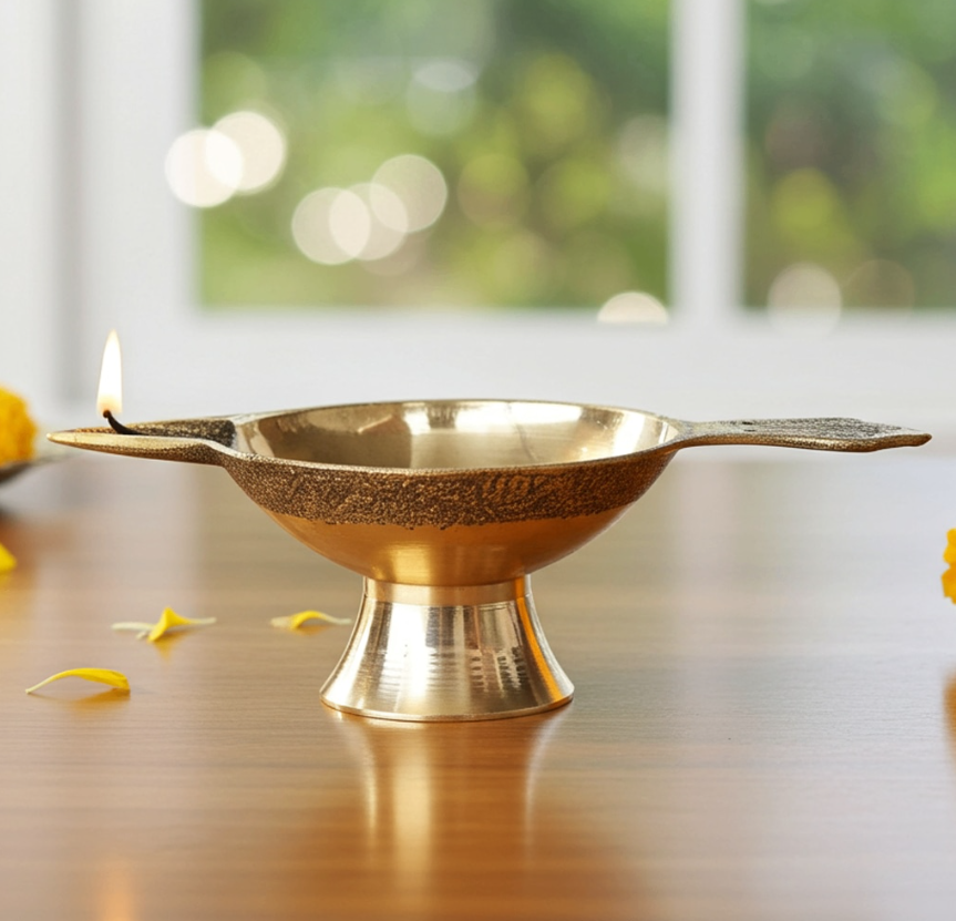 Brass Table Decor Oil Lamp Deepak No. 3 - Traditional Brass Diya for ...